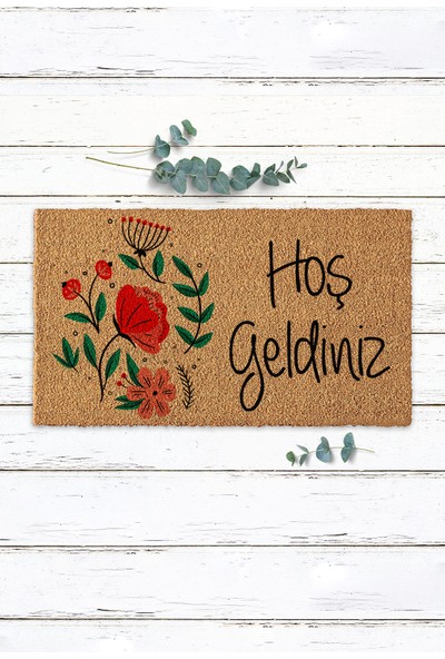 Paspas Yap Solda Çiçekli ve Yapraklı ve Sağda Hoş Geldiniz Yazılı Paspas Paspas Yap Solda Çiçekli ve Yapraklı ve Sağda Hoş Geldiniz Yazılı Paspas