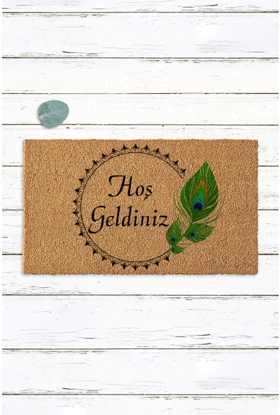 Paspas Yap Yuvarlak Çerçeveli ve Yeşil Yapraklı Hoş Geldiniz Kapı Paspası Paspas Yap Yuvarlak Çerçeveli ve Yeşil Yapraklı Hoş Geldiniz Kapı Paspası