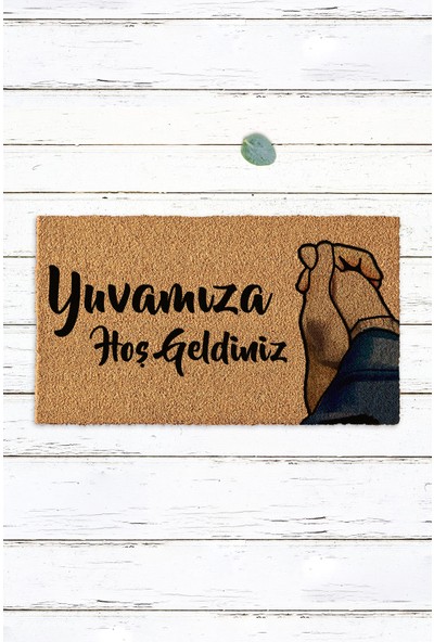 Paspas Yap Yuvamıza Hoşgeldiniz Çift Figürlü Paspas