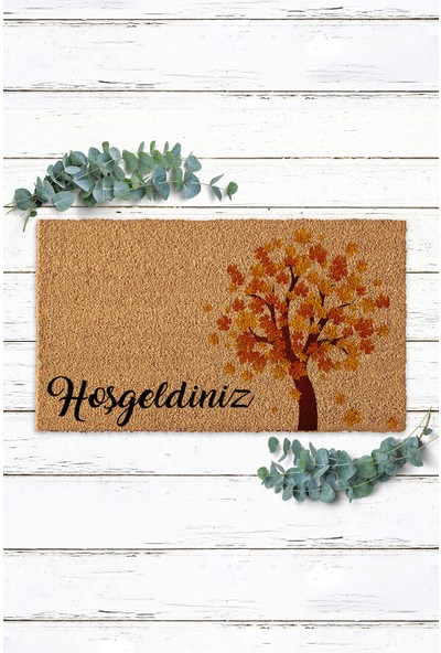Paspas Yap Sonbahar Tasarımlı Hoşgeldiniz Kapı Önü Paspası
