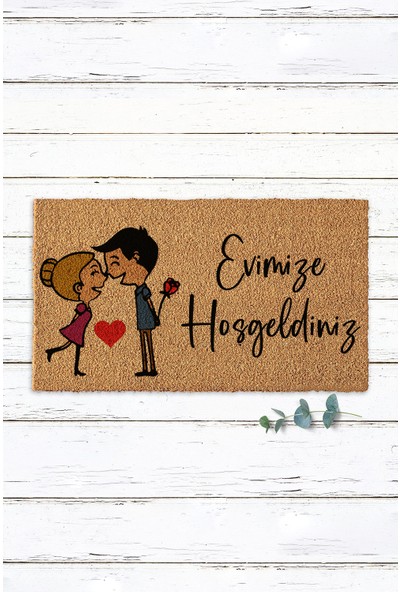 Paspas Yap Renkli Çift Figürlü Evimize Hoşgeldiniz Kapı Paspası Paspas Yap Renkli Çift Figürlü Evimize Hoşgeldiniz Kapı Paspası
