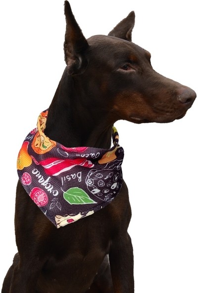 Stylie Fast Food Desenli Bağcıklı Köpek Bandana Stylie Fast Food Desenli Bağcıklı Köpek Bandana
