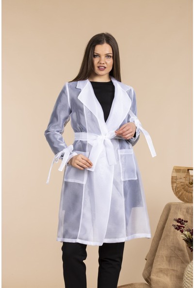 FTZ Women Kadın Cep Detaylı Organze Beyaz