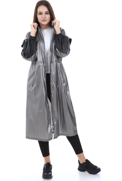 FTZ Women Kadın Kol Detay Trenç Gri FTZ Women Kadın Kol Detay Trenç Gri