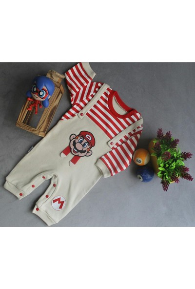 Cocomell Süper Mario Desenli Kırmızı Çıtçıtlı Tulum Cocomell Süper Mario Desenli Kırmızı Çıtçıtlı Tulum