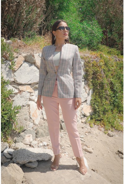 Charmwear Pembe Çizgili Ceket Pantalon Takımı
