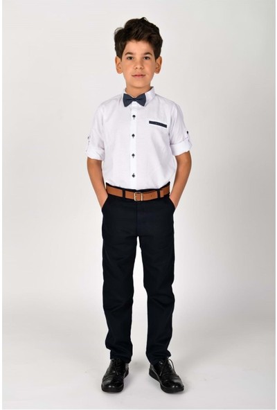 Miniko Kids Erkek Çocuk Gömlekli Papyonlu Kemerli Takım Miniko Kids Erkek Çocuk Gömlekli Papyonlu Kemerli Takım