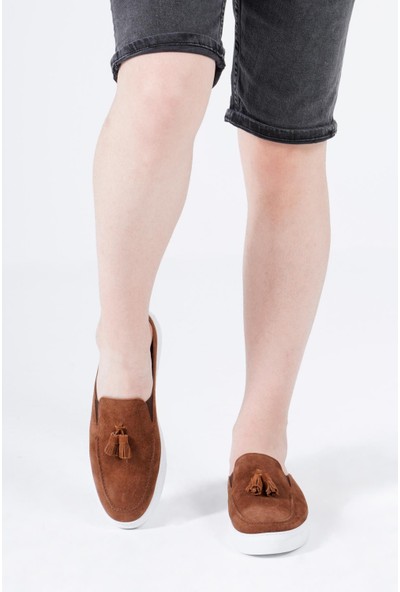 CZ London Deri Erkek Terlik Püsküllü Önü Kapalı Rahat Casual