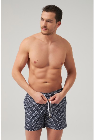 Ds Damat Regular Fit Lacivert Baskılı Şort Mayo