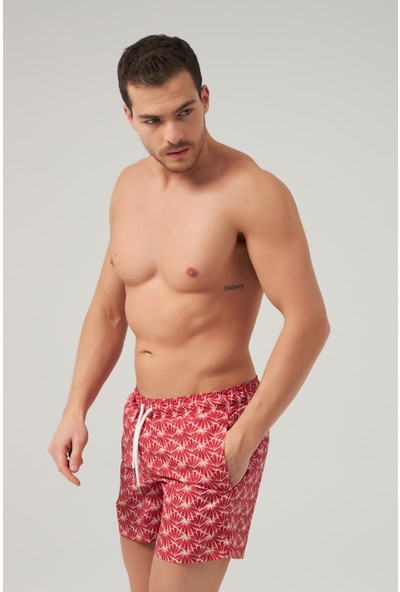 Twn Regular Fit Kırmızı Baskılı Şort Mayo