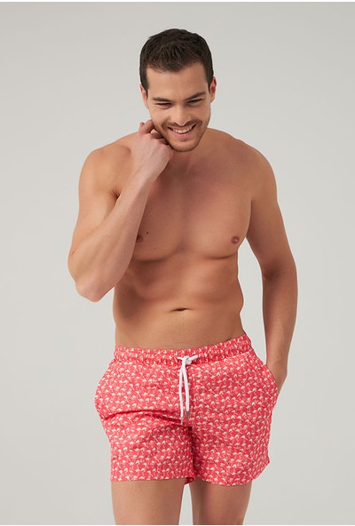 Ds Damat Regular Fit Pembe Baskılı Şort Mayo Ds Damat Regular Fit Pembe Baskılı Şort Mayo