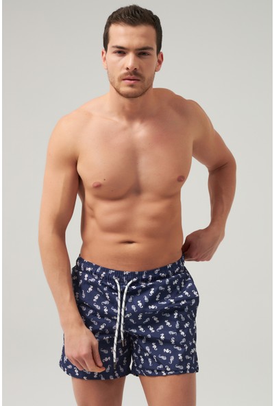 Twn Regular Fit Lacivert Baskılı Şort Mayo