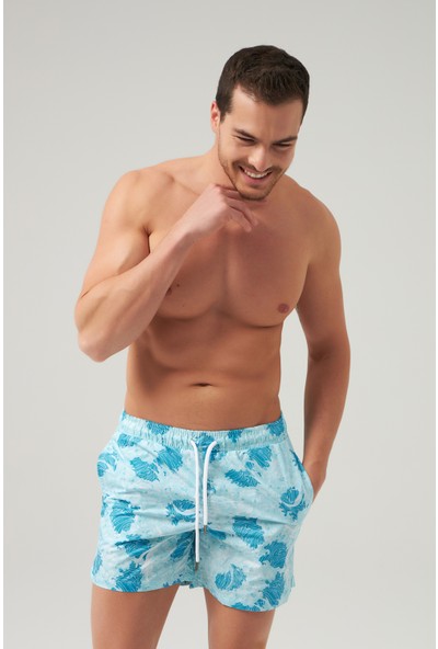 Twn Regular Fit Mavi Baskılı Şort Mayo Twn Regular Fit Mavi Baskılı Şort Mayo