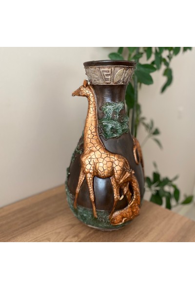 Tasarloxi Safari Zürafa Dekoratif Vazo