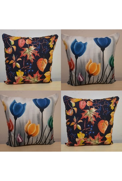 Kırlent House Dekoratif Dijital Baskılı 4'lü Kırlent Kılıfı Seti Set:11