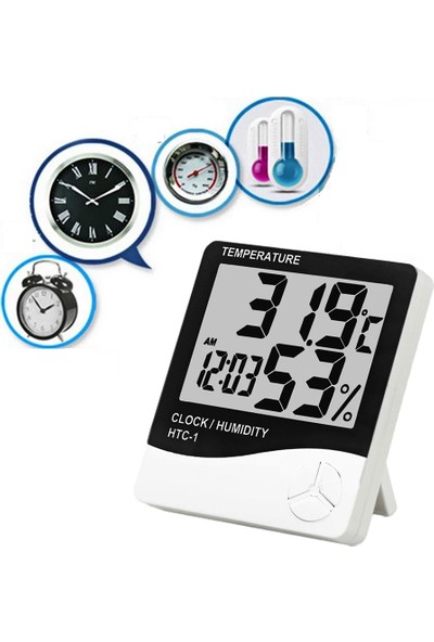 Aogo Digital Ekranlı Termometre Saat Alarm Sıcaklık Nem Ölçer Masa Saati Alarm Higrometre Htc-1 Aogo Digital Ekranlı Termometre Saat Alarm Sıcaklık Nem Ölçer Masa Saati Alarm Higrometre Htc-1