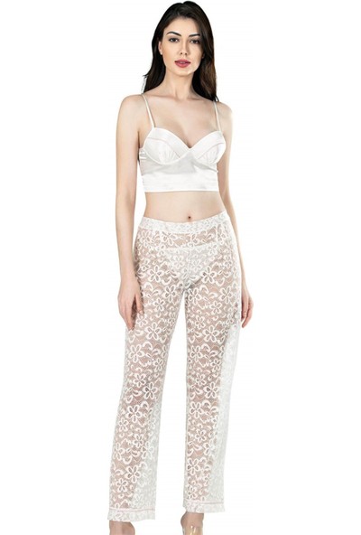 Cheeky Dishy Ekru Üçlü Büstiyerli Saten Sabahlık Gecelik Pijama Takımı 7637 Cheeky Dishy Ekru Üçlü Büstiyerli Saten Sabahlık Gecelik Pijama Takımı 7637