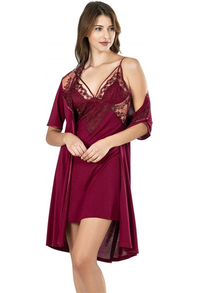 Cheeky Dishy Bordo 6'lı Penye Sabahlık Gecelik Takımı 7677 Cheeky Dishy Bordo 6'lı Penye Sabahlık Gecelik Takımı 7677