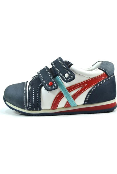 Bayrak 2435 Hakiki Deri Mavi Cırtlı Ortopedik Erkek Çocuk Spor Ayakkabı