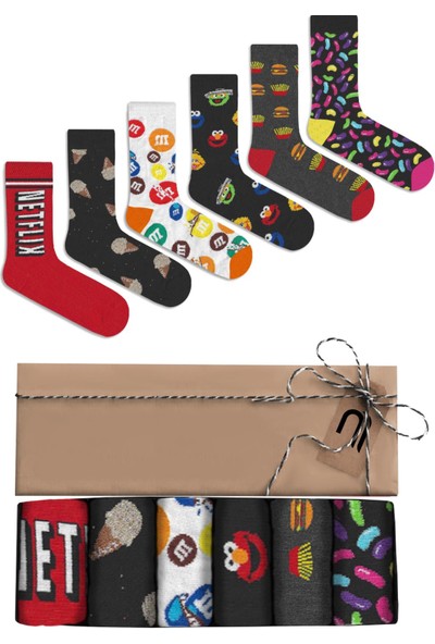 Chie Collection 6'lı Netflix Temalı Desenli Hediye Kutulu Unisex Renkli Soket Çorap Seti Chie Collection 6'lı Netflix Temalı Desenli Hediye Kutulu Unisex Renkli Soket Çorap Seti