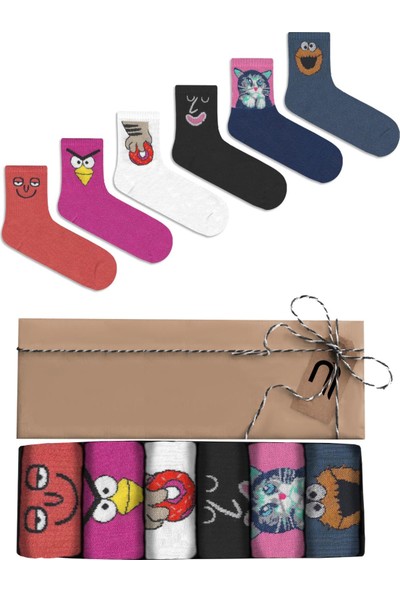 Chie Collection 6'lı Desenli Hediye Kutulu Kadın Renkli Spor Çorap Seti Chie Collection 6'lı Desenli Hediye Kutulu Kadın Renkli Spor Çorap Seti