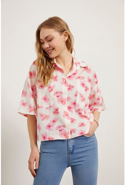 Armalife Baskılı Keten Gömlek