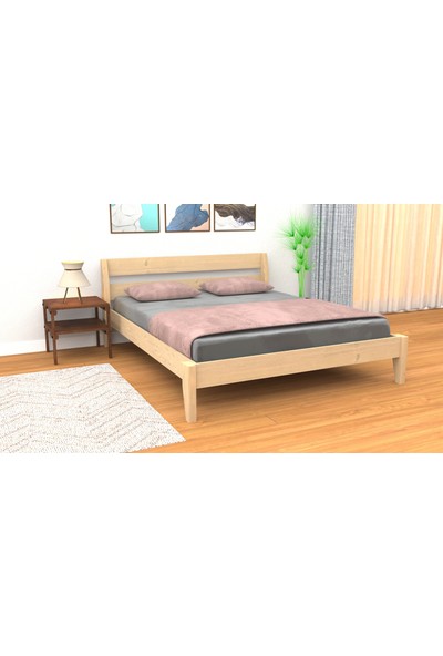 Msm Venüs Doğal Ahşap Karyola Çift Kişilik Verniksiz