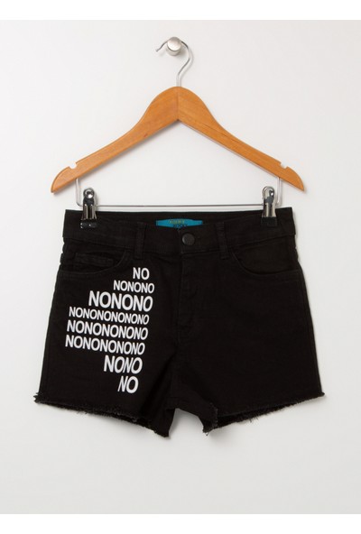 Funky Rocks DRG-12 Normal Bel StandartKalıp Baskılı Siyah Kız Çocuk Şort