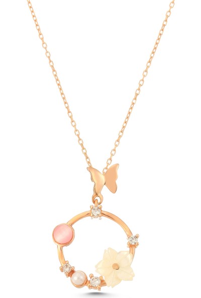 Özelsen 925 Ayar Gümüş Zirkon Taşlı Kelebek ve Çiçek Tasarım Kadın Kolye Özelsen 925 Ayar Gümüş Zirkon Taşlı Kelebek ve Çiçek Tasarım Kadın Kolye