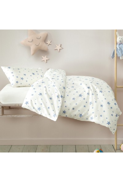 Hibboux By Yataş Hibboux 100x150 Star Bebek %100 Pamuk Nevresim Seti - W.Blue Hibboux By Yataş Hibboux 100x150 Star Bebek %100 Pamuk Nevresim Seti - W.Blue