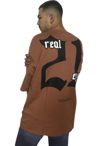 Overup Unisex Super Oversize %100 Pamuk Bisiklet Yaka Sırt Baskılı T-Shirt 21 Eyes