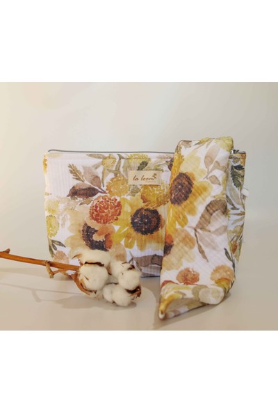 LaLoom Organics FlowerArt Organik Pamuk 4 katlı Müslin Çanta Fular/Yaka Set LaLoom Organics FlowerArt Organik Pamuk 4 katlı Müslin Çanta Fular/Yaka Set