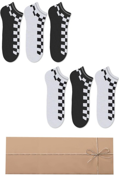 Chie Collection 6'lı Dama Desen Siyah Beyaz Hediye Kutulu Unisex Spor Çorap Seti Chie Collection 6'lı Dama Desen Siyah Beyaz Hediye Kutulu Unisex Spor Çorap Seti