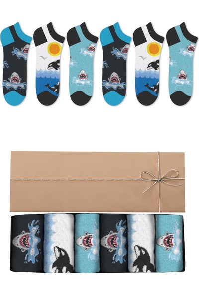 Chie Collection 6'lı Okyanus Temalı Hayvan Desenli Hediye Kutulu Unisex Renkli Patik Çorap Seti Chie Collection 6'lı Okyanus Temalı Hayvan Desenli Hediye Kutulu Unisex Renkli Patik Çorap Seti