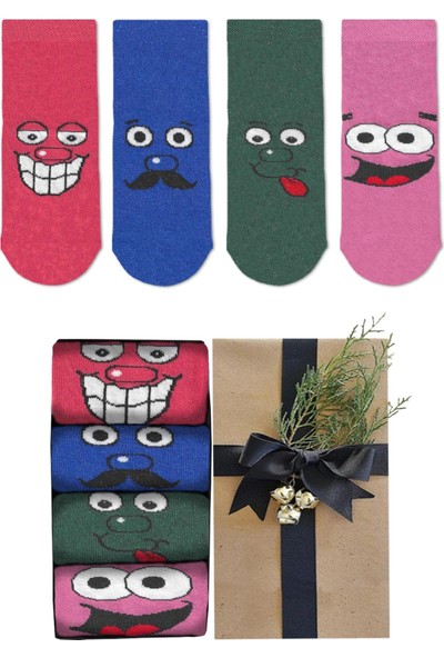 Chie Collection 4'lü Emoji Temalı Desenli Hediye Kutulu Unisex Renkli Patik Çorap Seti Chie Collection 4'lü Emoji Temalı Desenli Hediye Kutulu Unisex Renkli Patik Çorap Seti