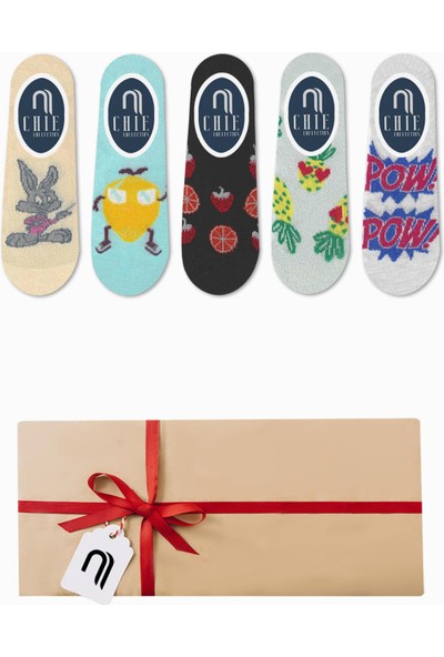 Chie Collection 5'li Karışık Desenli Hediye Kutulu Kadın Renkli Babet Çorap Seti Chie Collection 5'li Karışık Desenli Hediye Kutulu Kadın Renkli Babet Çorap Seti