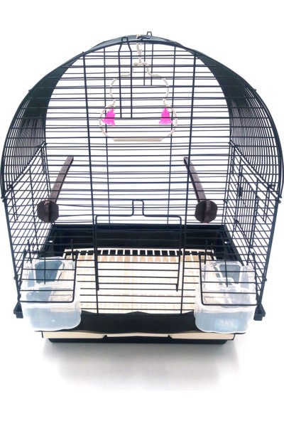 ANS Kafes Ithal 2 Yemlik 2 Tünek Hediye 37X31X21 cm Taban Çekmeceli ve Izgaralı