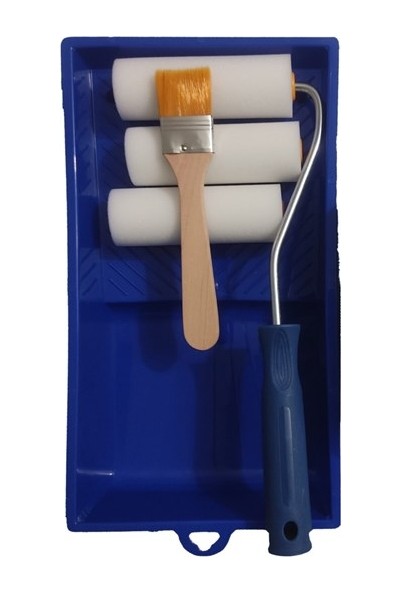 Boyama Seti 10 cm 3'lü Rulo Kestirme Fırçası Boya Tavası Boyama Seti 10 cm 3'lü Rulo Kestirme Fırçası Boya Tavası