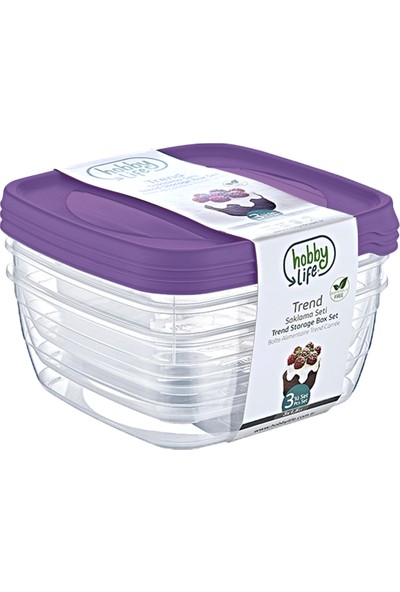 Hobby Life 3’lü Kare Trend Saklama Kabı 3x1,5 Lt Mürdüm Hobby Life 3’lü Kare Trend Saklama Kabı 3x1,5 Lt Mürdüm