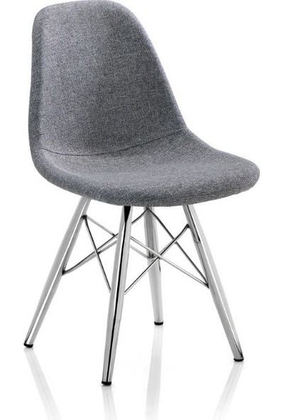 Toronto Sandalye Koyu Gri Kumaş Krom Ayak