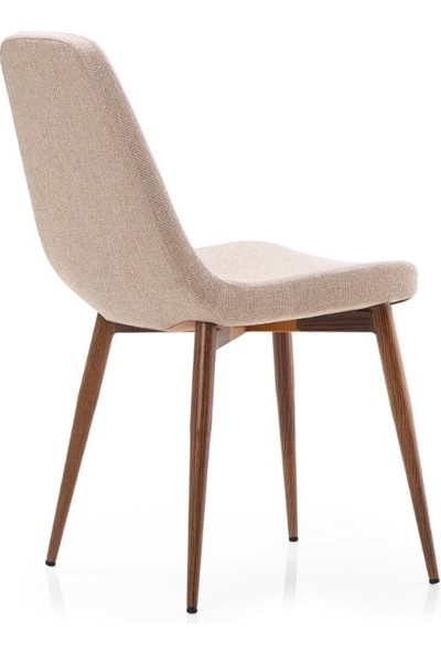 Defne Sandalye Krem Kumaş Ceviz Ayak