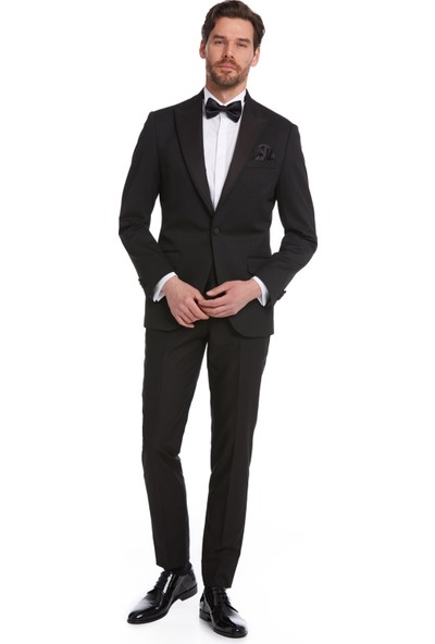 Hatemoğlu Siyah Slim Fit Sivri Yaka Smokin Damatlık Hatemoğlu Siyah Slim Fit Sivri Yaka Smokin Damatlık