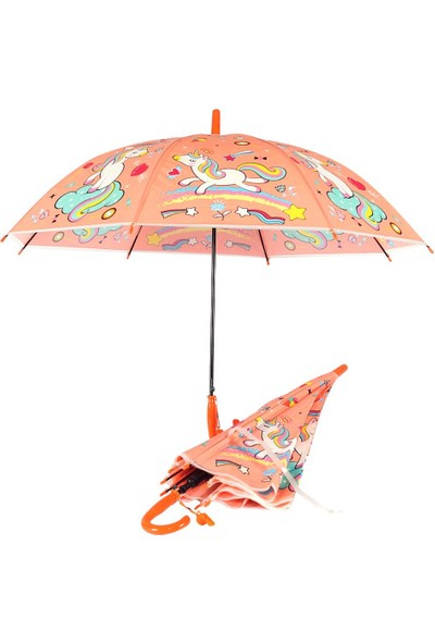 buradanaldım Düdüklü Çocuk Şemsiyesi Turuncu Unicorn Desenli buradanaldım Düdüklü Çocuk Şemsiyesi Turuncu Unicorn Desenli