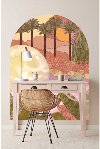 Piksel Grafik Summer Moon Bohem Arch Duvar Stickerı Piksel Grafik Summer Moon Bohem Arch Duvar Stickerı