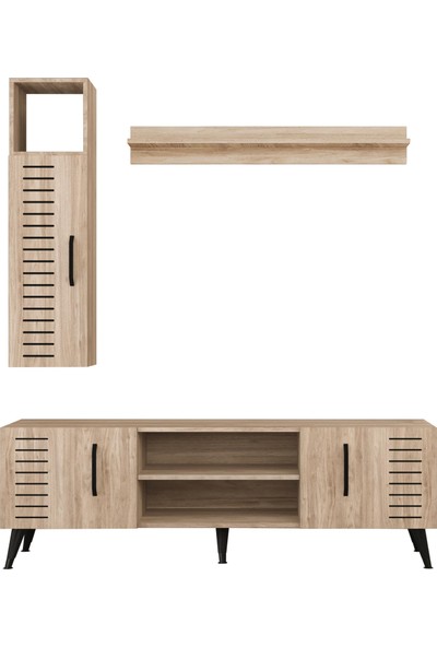 Shila Home - Dolaplı Raflı Tv Ünitesi - Meşe
