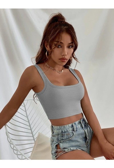 Trend Seninle Kadın Askılı Crop Top Bluz
