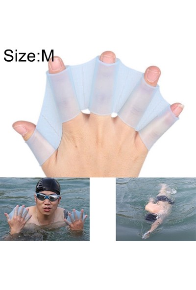 Generic Silikon Yüzme Web Yüzgeçleri El Flippers Eğitim Eldiveni M Mavi (Yurt Dışından)
