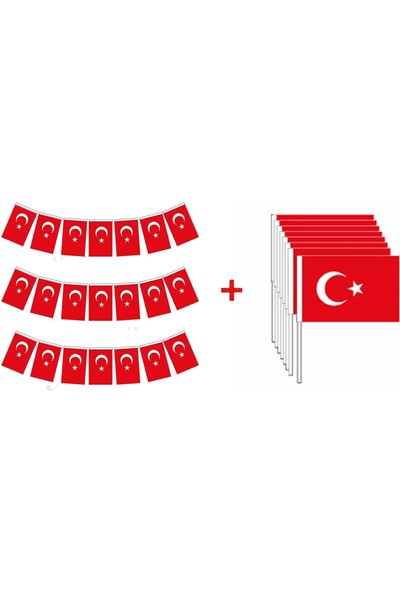 Vatan 50 Li Çıtalı Kağıt Bayrak 50'li Ipli Bayrak Bayram Seti Vatan 50 Li Çıtalı Kağıt Bayrak 50'li Ipli Bayrak Bayram Seti