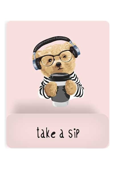 Kahve Sever Teddy Desenli Bilek Destekli Mouse Pad