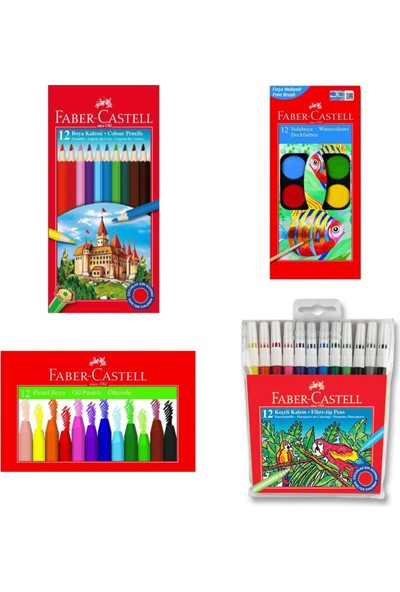 Faber Castel 12 Li Pastel Boya Keçeli Kalem Kuru Boya Sulu Boya Seti Faber Castel 12 Li Pastel Boya Keçeli Kalem Kuru Boya Sulu Boya Seti